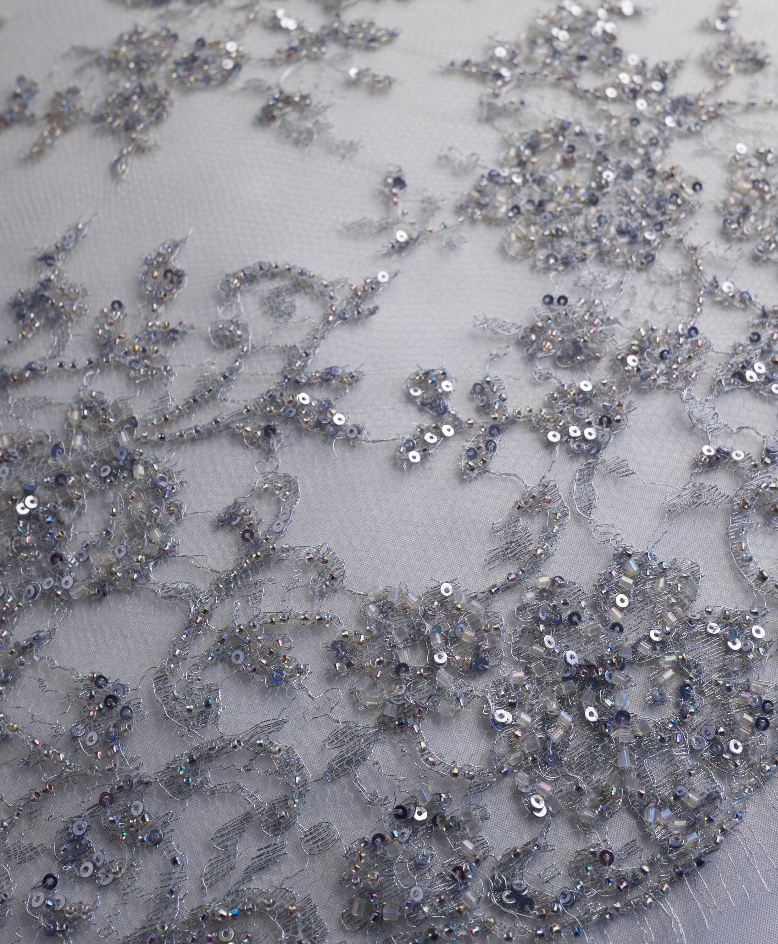 French Lace Delicately Hand-embroidered in Iridescent Silver Tones - Etsy