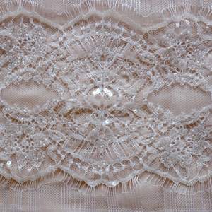 French Lace Hand-embroidered With Beads and Sequins - Etsy