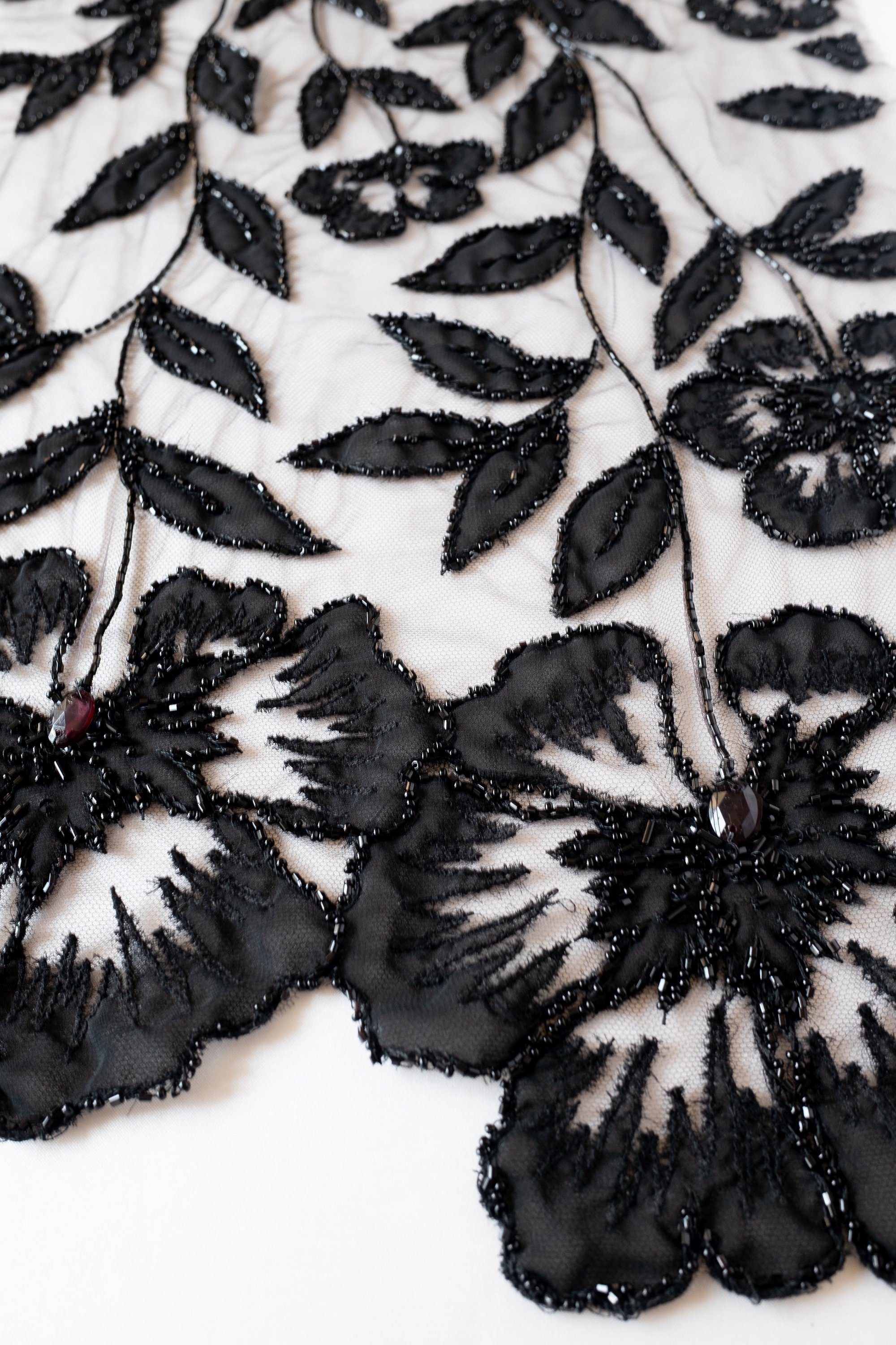Hand-embroidered Tulle Black Beading With Cutwork of - Etsy