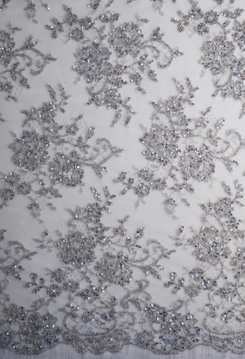 French Lace Delicately Hand-embroidered in Iridescent Silver Tones - Etsy
