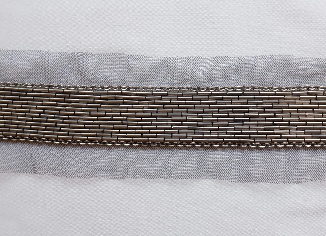 Beaded Trim With Chain Edging in Anthracite Colours - Etsy