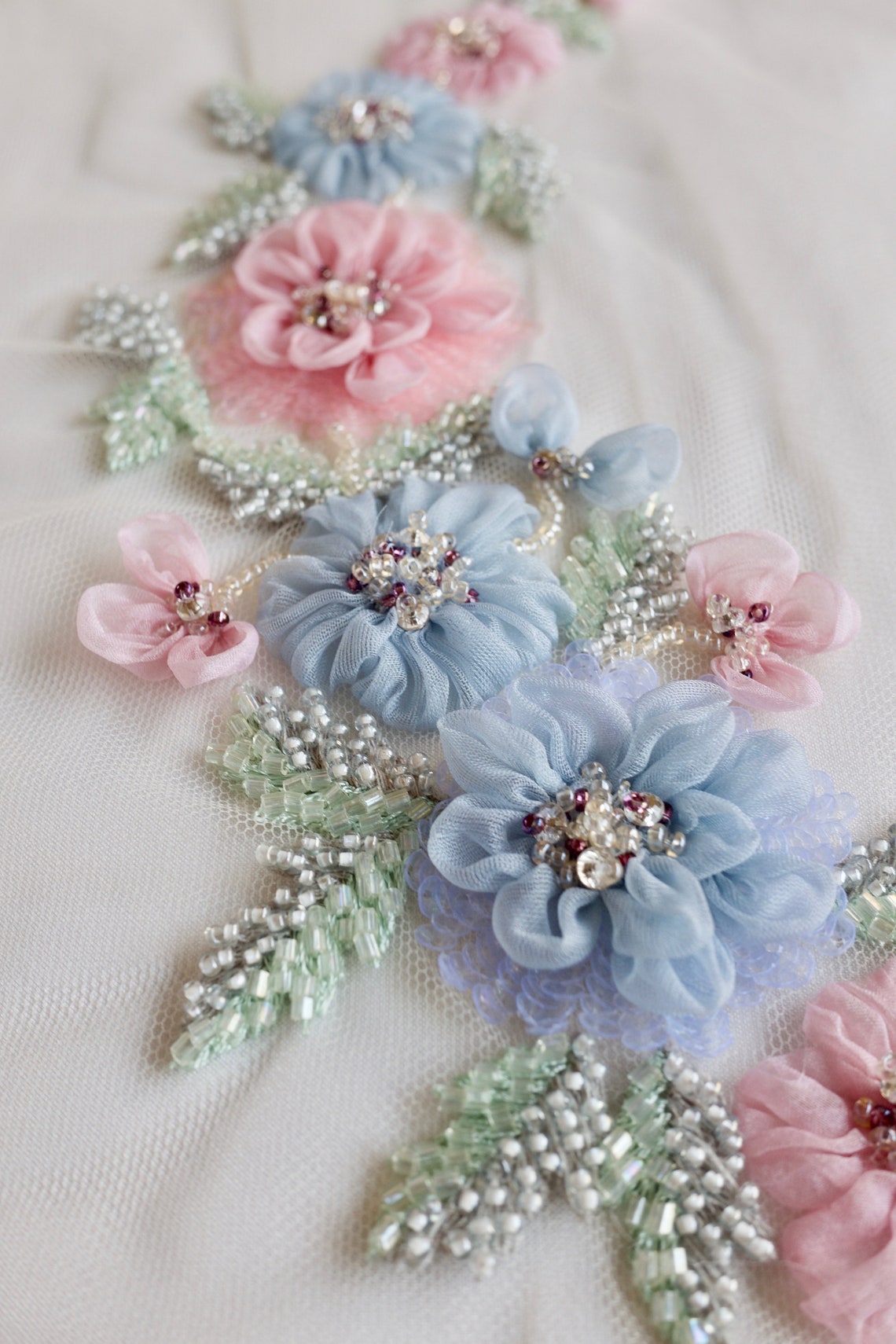 Hand-made Floral Applique in the Pastels of Spring | Etsy