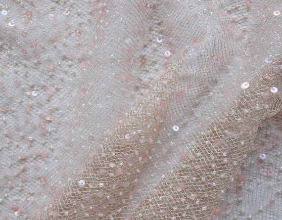 Metallic Gold Tulle Beaded in Delicate Pink | Etsy