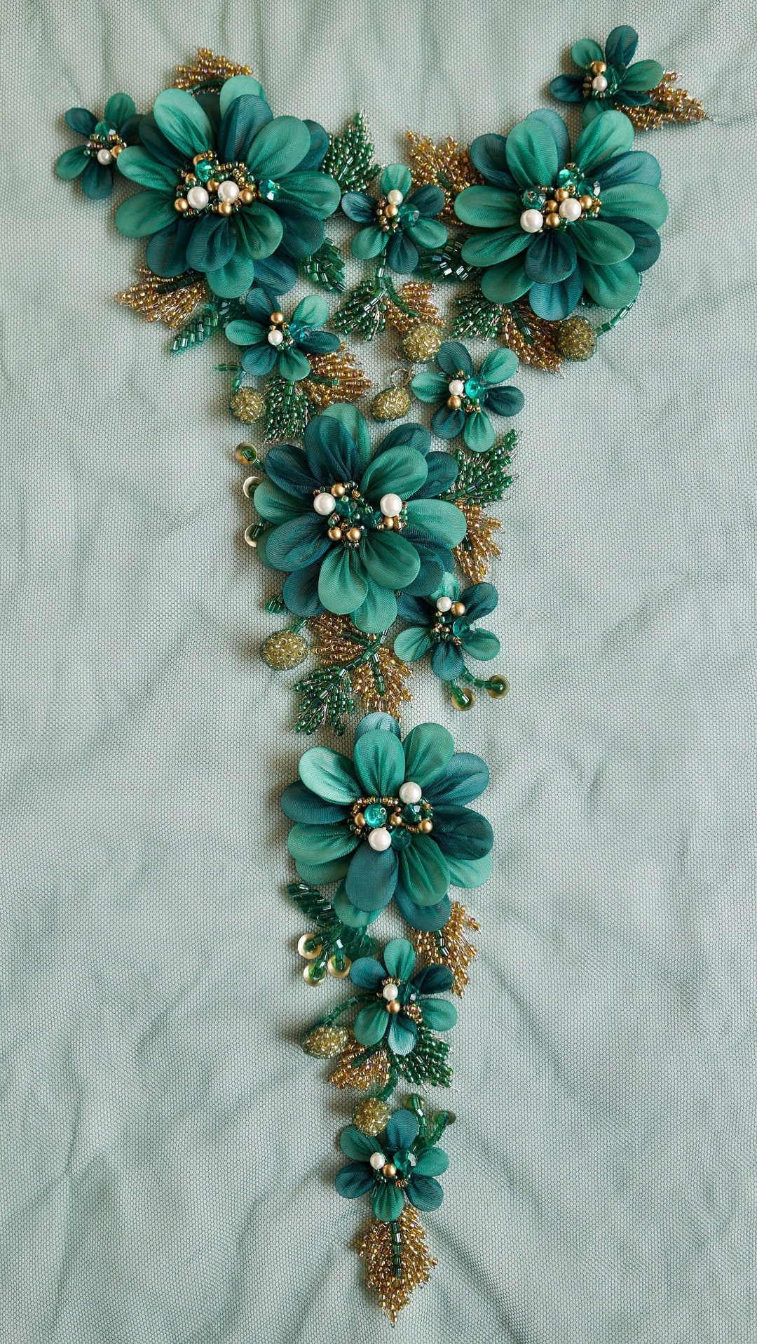 Buy Hand-made Epaulette in Gorgeous Emerald Greens With Dabs of Gold ...