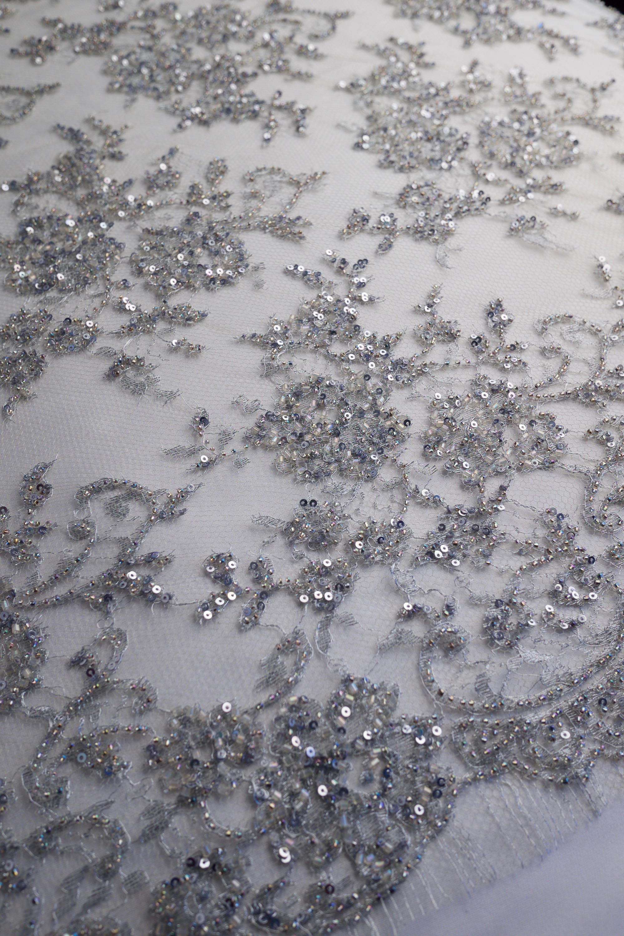 French Lace Delicately Hand-embroidered in Iridescent Silver Tones - Etsy