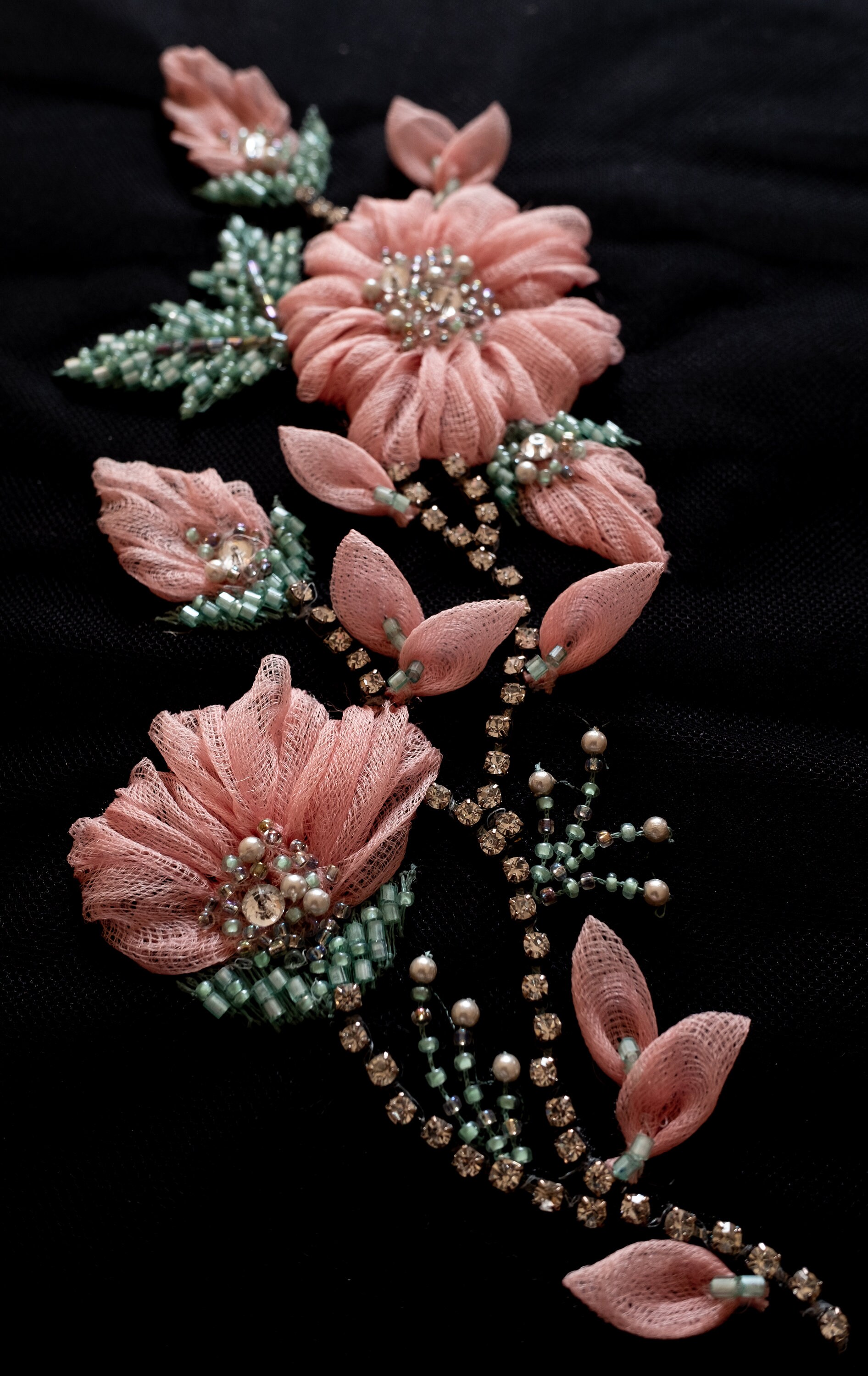 Haute Couture Motif Blush Pink Flowers Green Leaves and a | Etsy