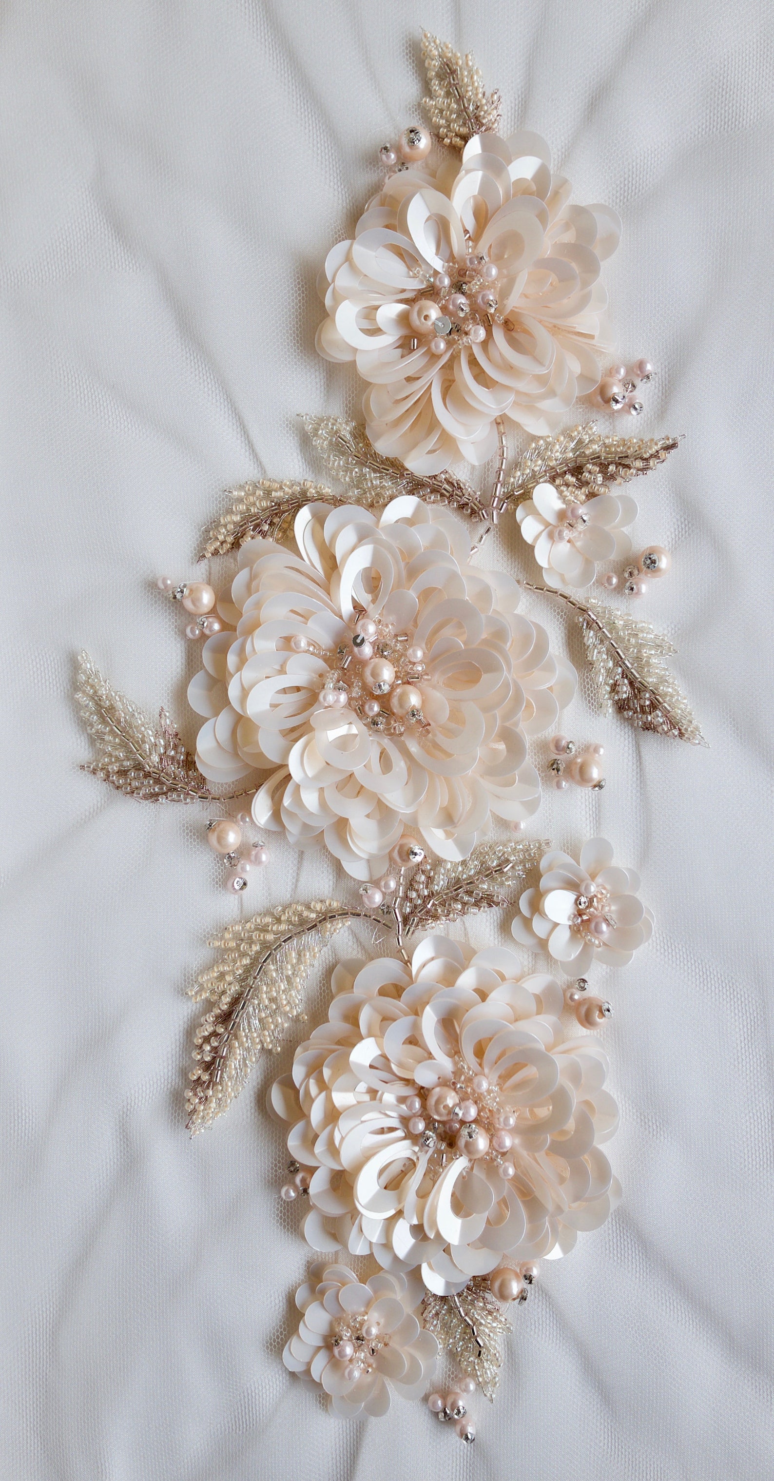 Hand-made Applique With Flowers of Elliptical Sequins in a - Etsy