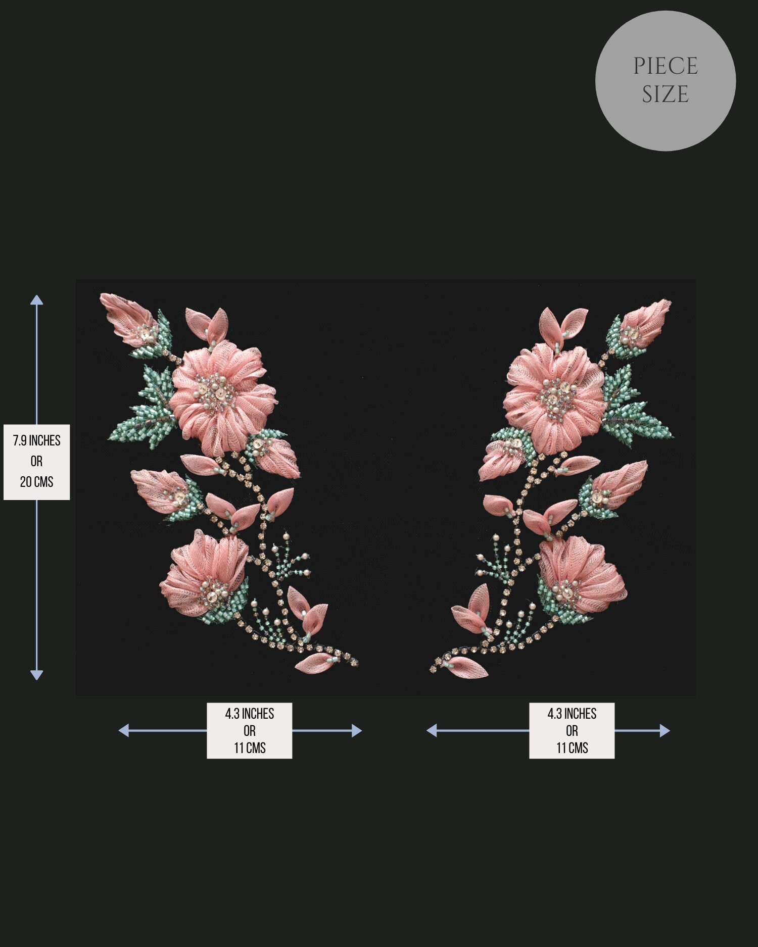 Haute Couture Motif Blush Pink Flowers Green Leaves and a | Etsy