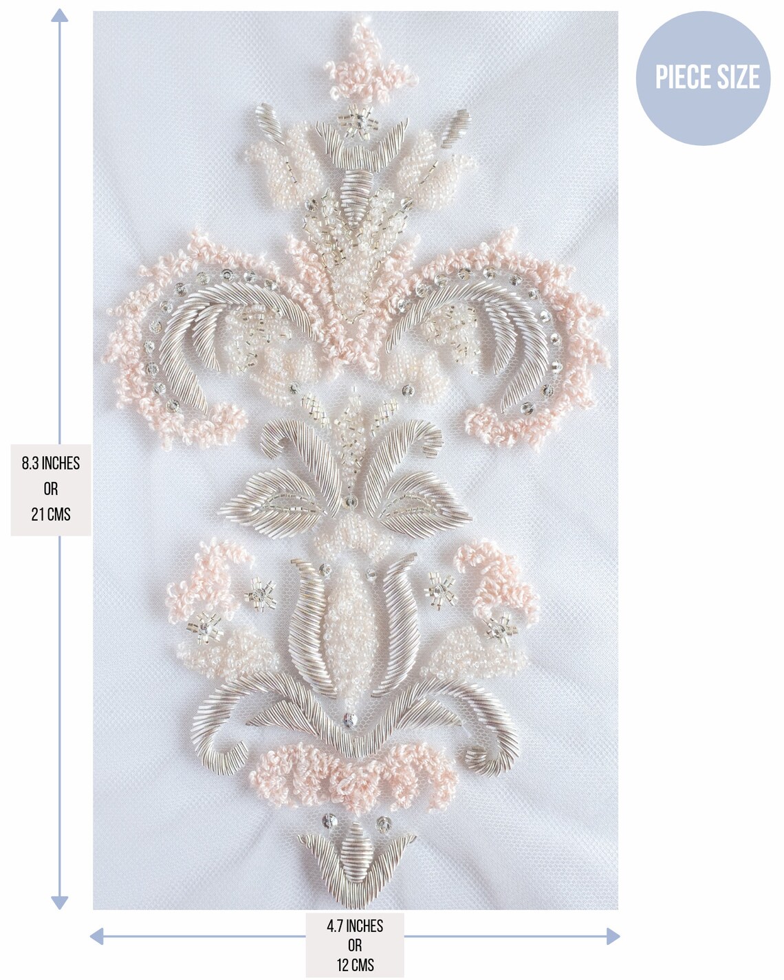 Beaded Applique Hand Embroidered Motif in a Damask Pattern - Etsy