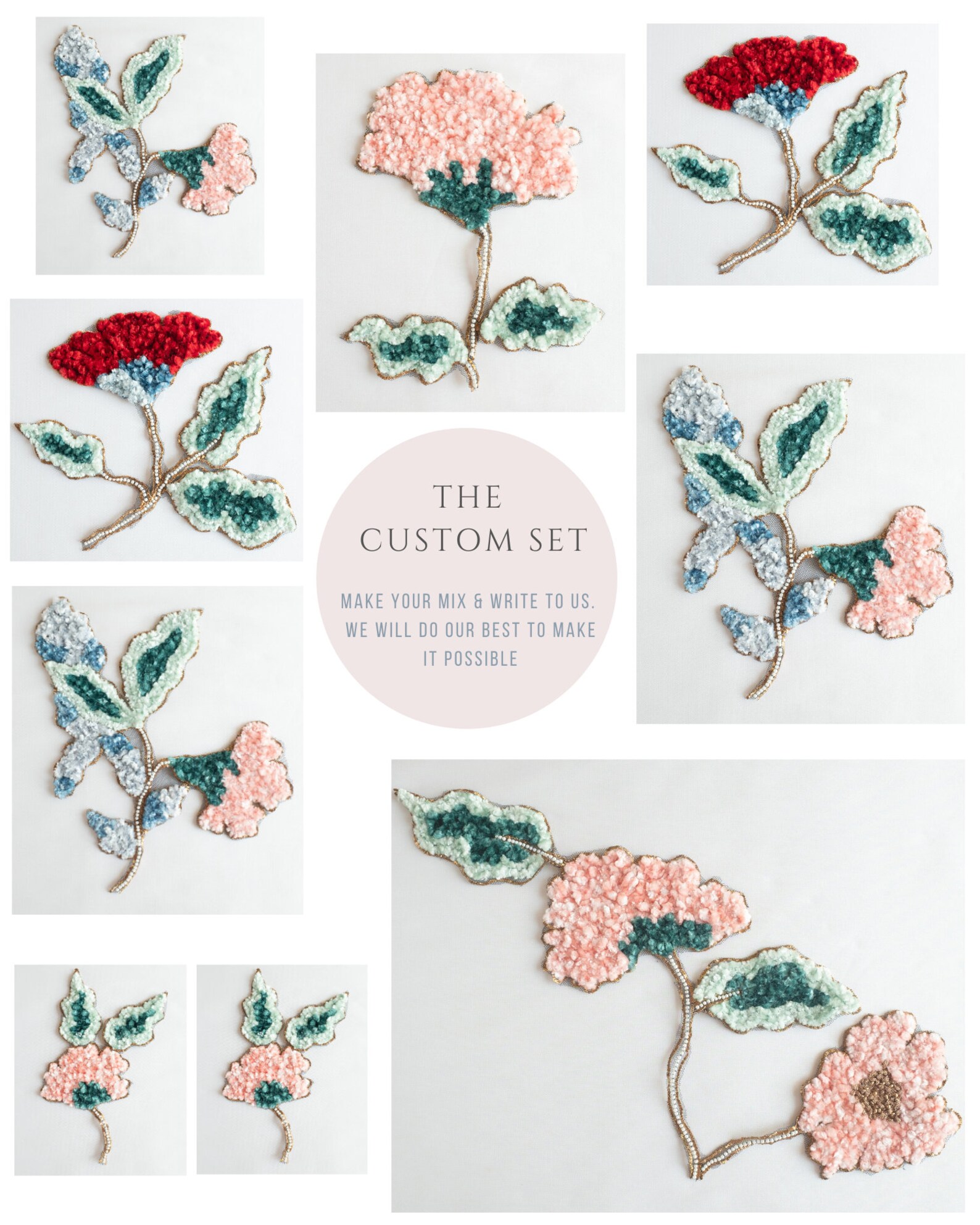 Appliqué Ensemble Mix & Match Appliqué Chenille Flowers | Etsy