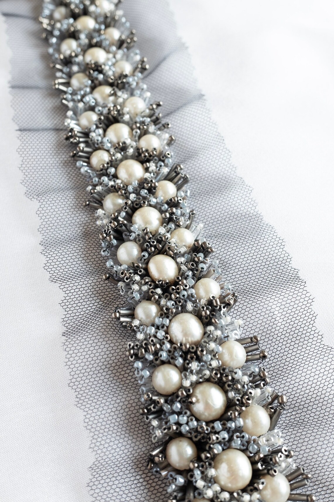 Couture Trim Lushly Beaded Trim With Flat Pearls and Stump | Etsy