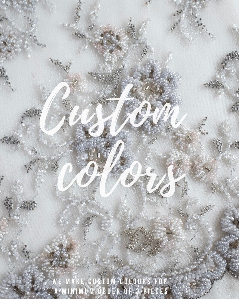 Beaded French Lace Hand Embroidered in a Dreamy Grey With | Etsy