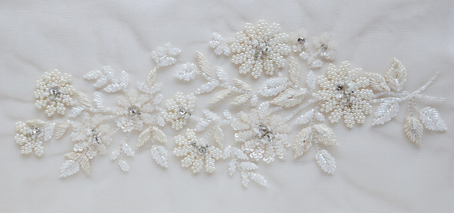 Diamond Shaped Hand-made Motif With Flowers of Tiny Pearls and - Etsy India