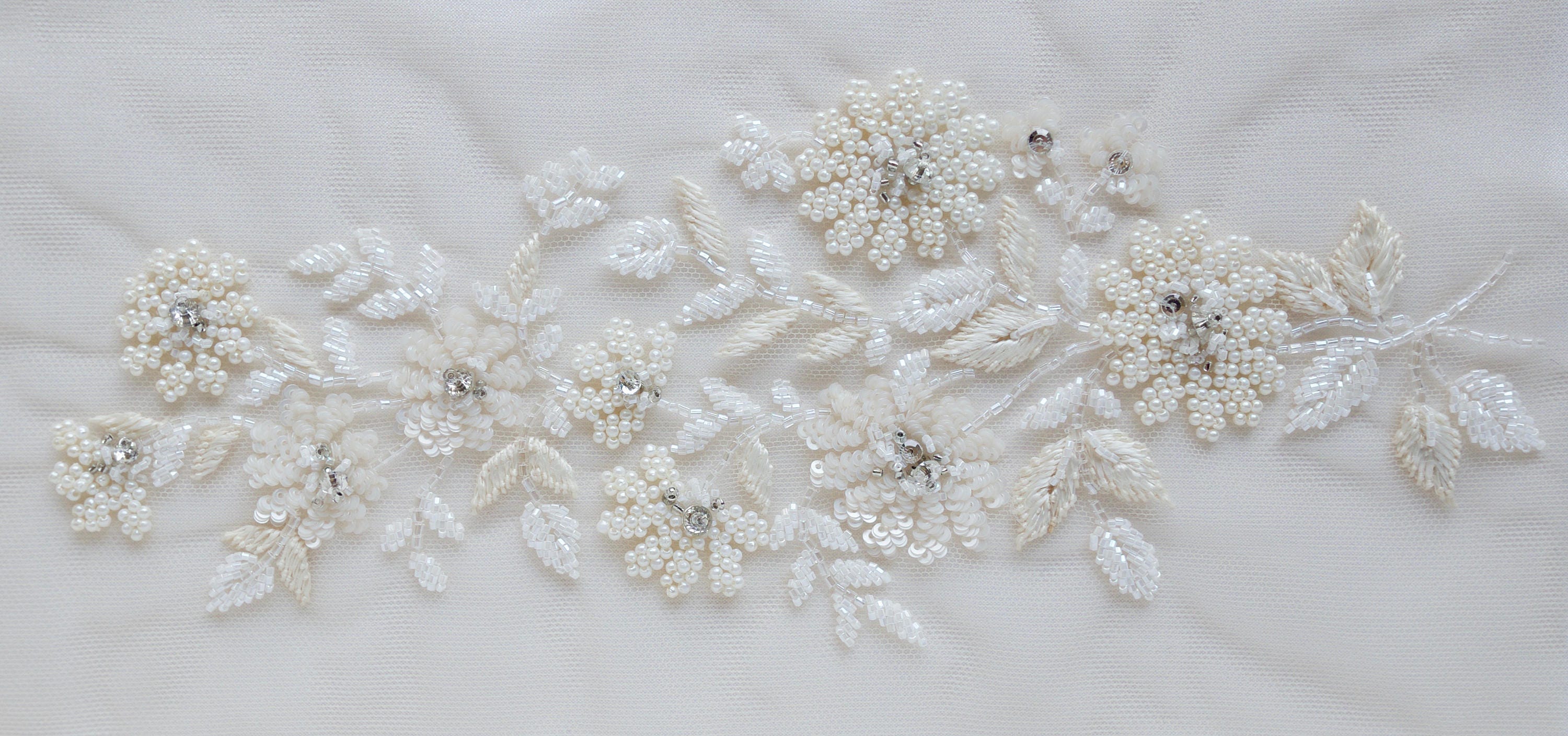 Diamond Shaped Hand-made Motif With Flowers of Tiny Pearls and - Etsy