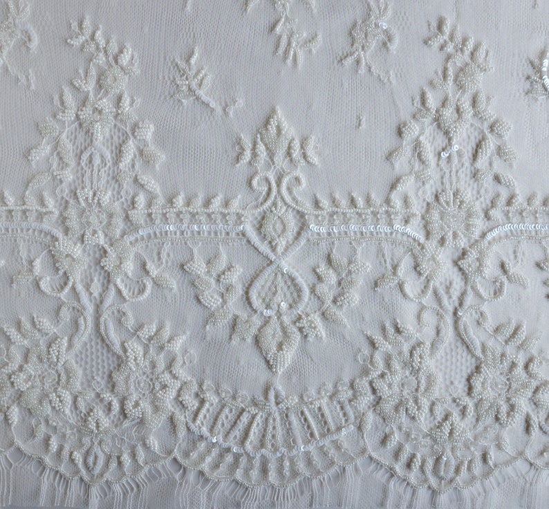 Hand Embroidered French Lace in Ivory Tones | Etsy