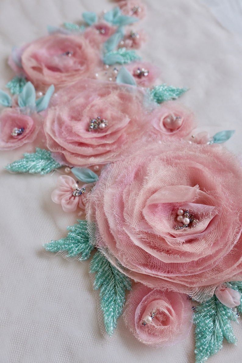 Hand-made applique of delicately layered flowers with rustic | Etsy