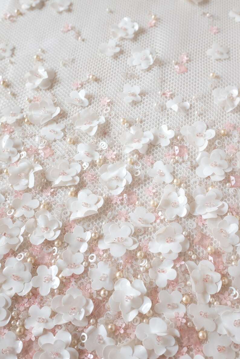 Beaded Wedding Tulle | Twisted Flowers Embroidered With Playful Whimsy ...