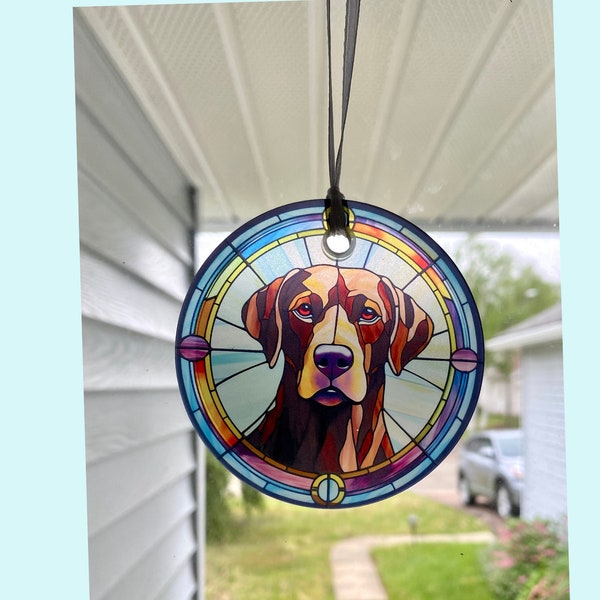 Chocolate Lab Stained Glass - Etsy