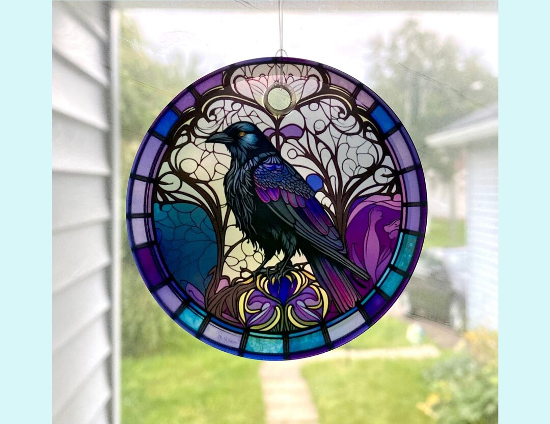 Crow Sun Catcher / Ornament 3 Round Glass - Etsy
