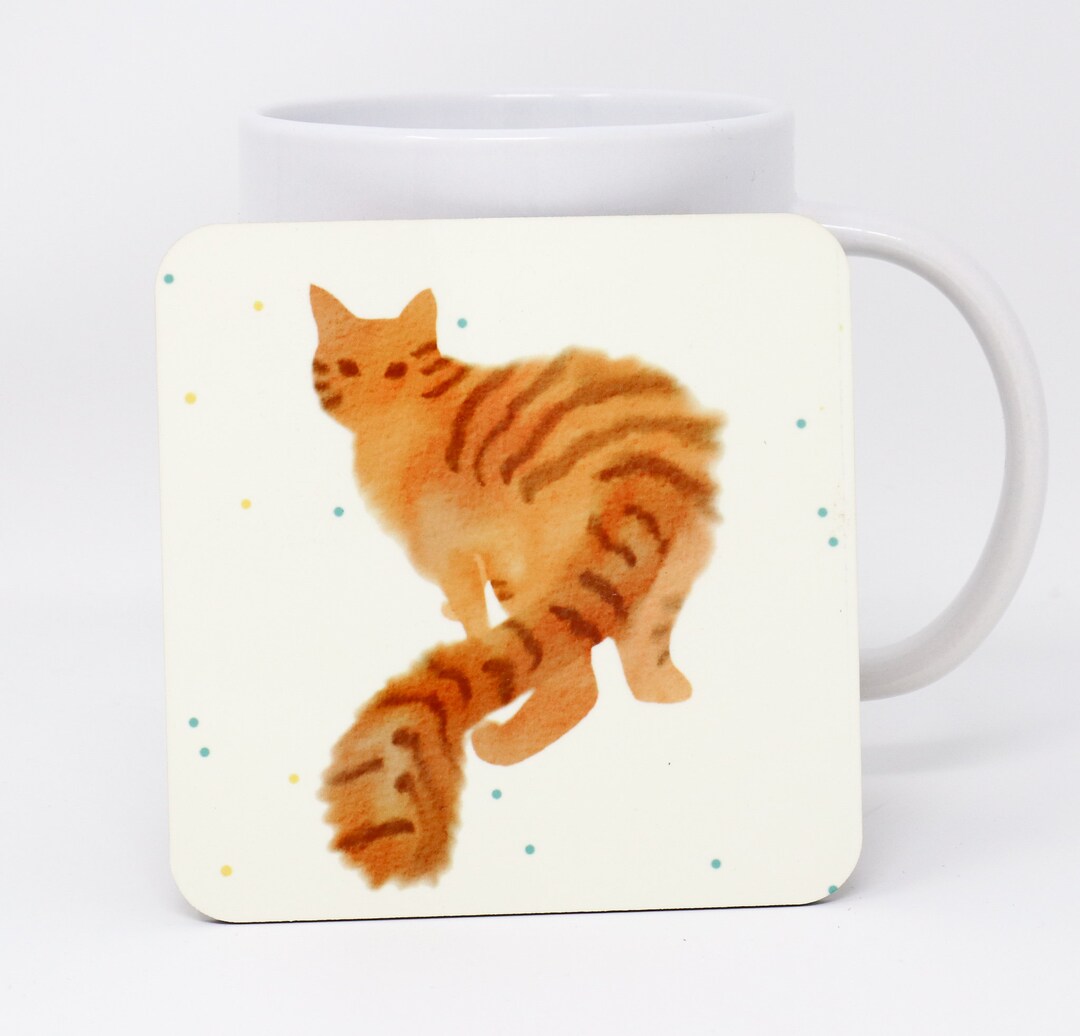 Set of 4 Different Ginger Cat Drink Coasters - Etsy