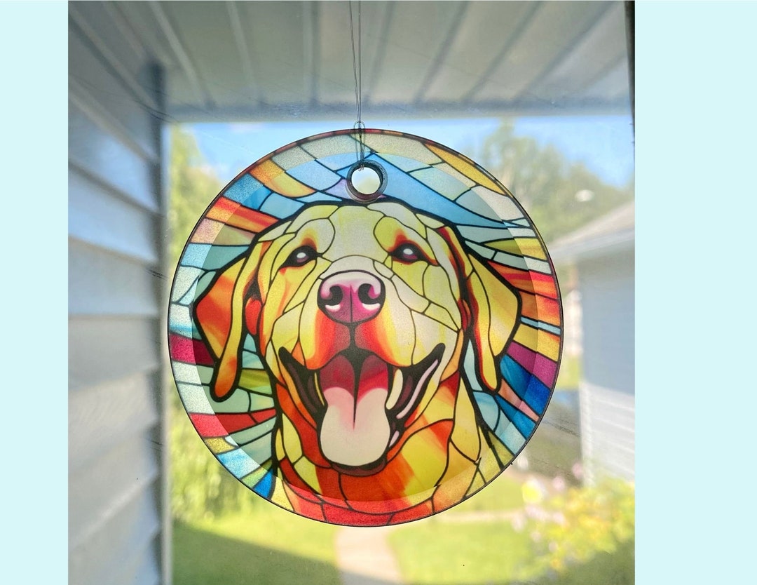Yellow Golden Lab Sun Catcher / Ornament - 3" Round Glass - Etsy