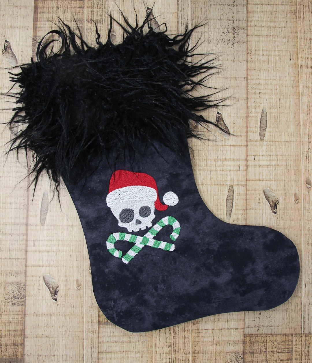 Skull Christmas Black Stocking, Gothic Christmas Decoration, Skulls ...