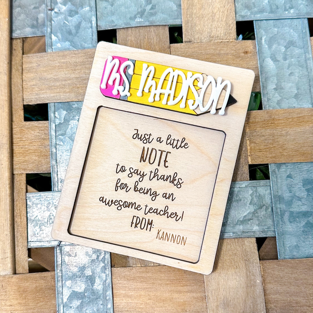 Custom Teacher Sticky Note Holder, Personalized Teacher Gift, Teacher ...