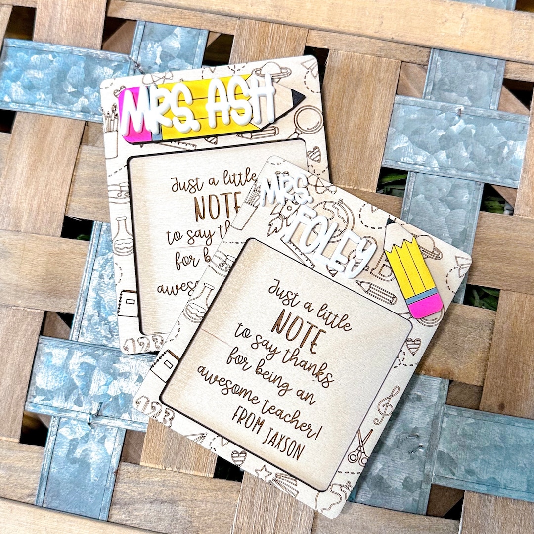 Custom Doodle Teacher Sticky Note Holder, Personalized Teacher Gift ...