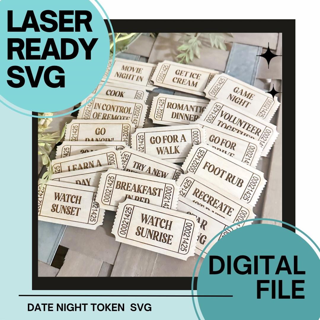 Date Night Token SVG, Popular Laser Design, Valentines Day Laser File ...