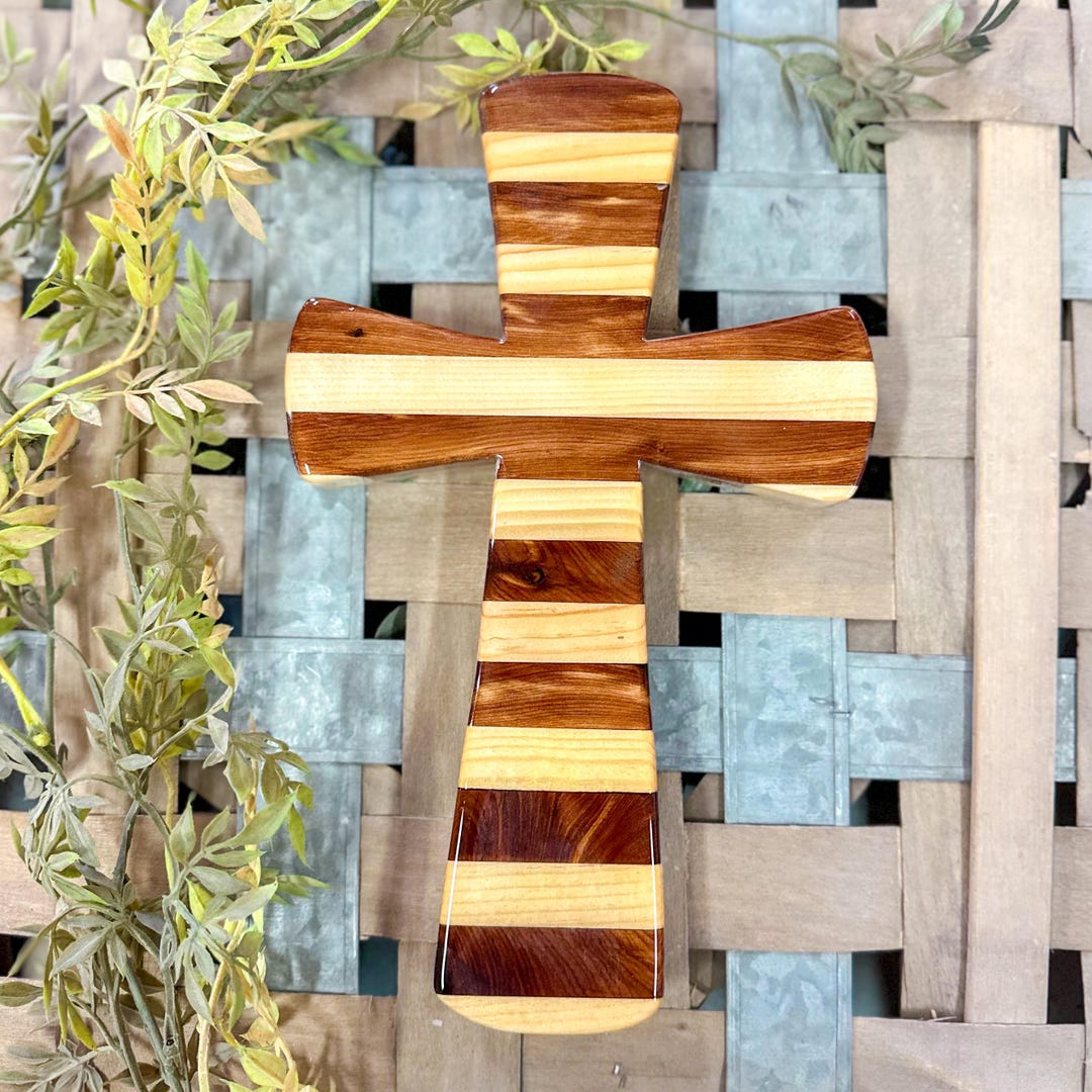 Handcrafted Wood and Epoxy Cross – Unique Christian Wall Art, Rustic ...