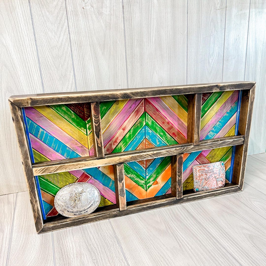 Rustic Belt Buckle Holder, Holds 7, Serape Print, One of a Kind Western ...