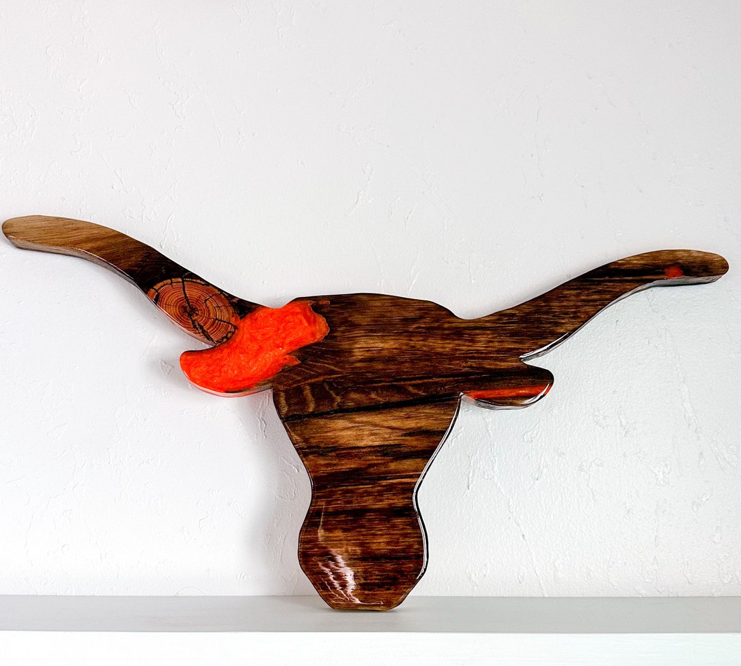 Reclaimed Barnwood and Epoxy Longhorn Head, Cow Head, Western Wall Art ...