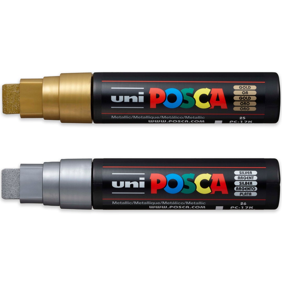 POSCA PC-17K Art Paint Marker Stifte Metallic 2er Pack XXL Keilspitze ...