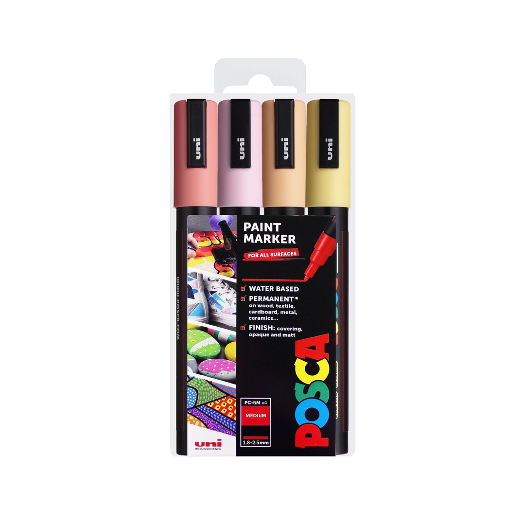 POSCA Medium PC-5M Art Paint Marker Pens Warm Pastel Gift Set of 4 ...