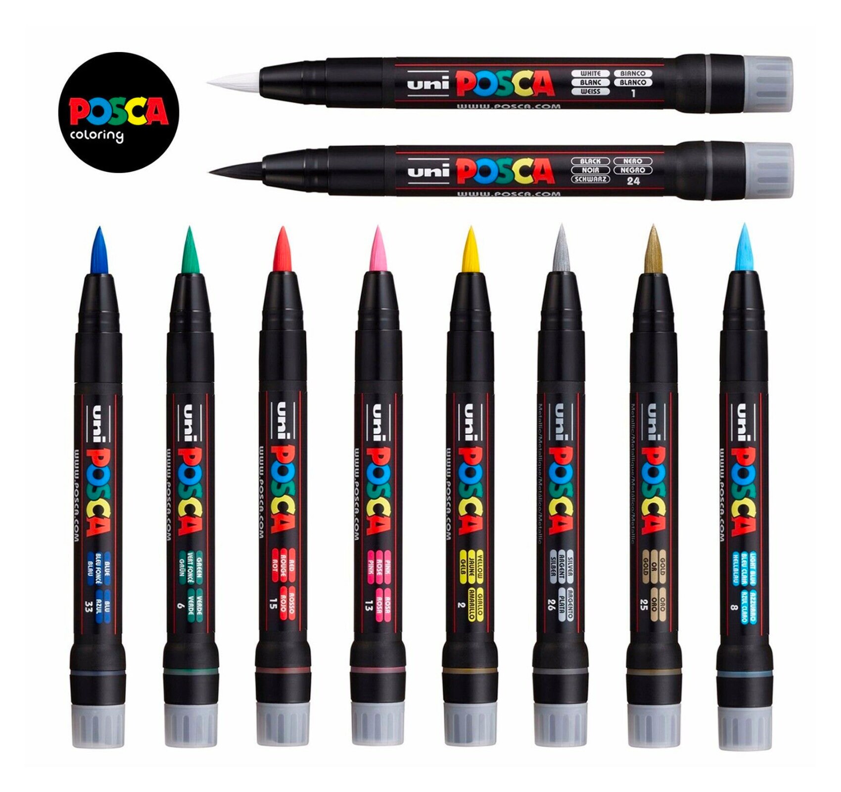 Uni Posca PCF-350 Paint Marker Pen Brush Tipped Pack of 10 - Etsy
