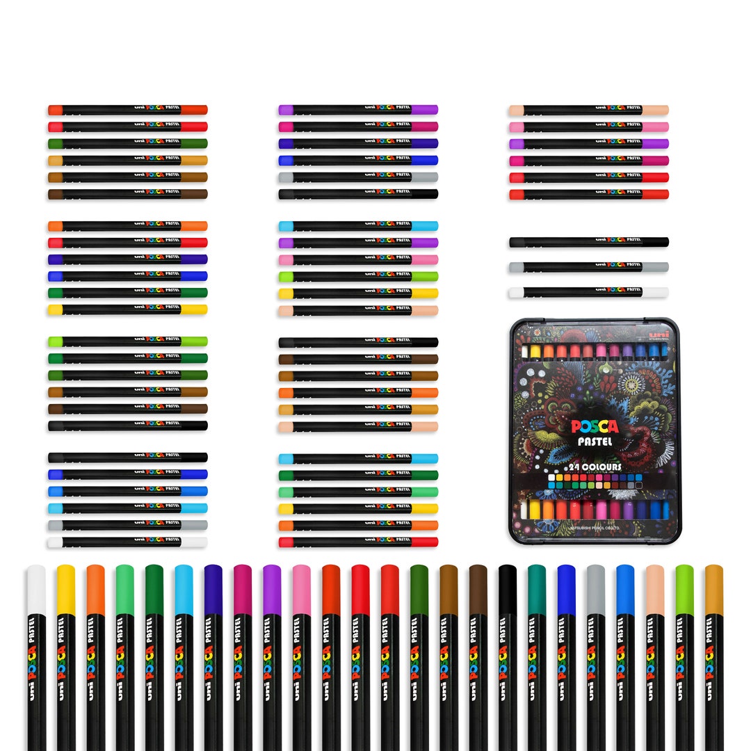 Uni-ball Posca Wax Colouring Pastels KPA-100 Sets / Packs, Full Set ...
