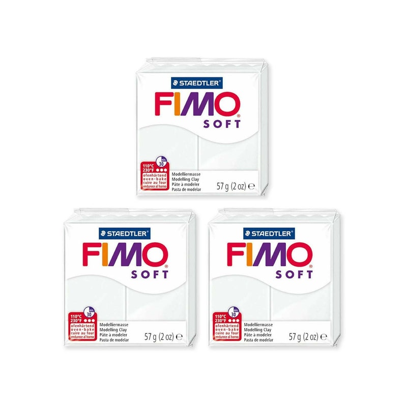 FIMO Polymer Clay Modelling Clay Soft White 3 Pack - Etsy UK