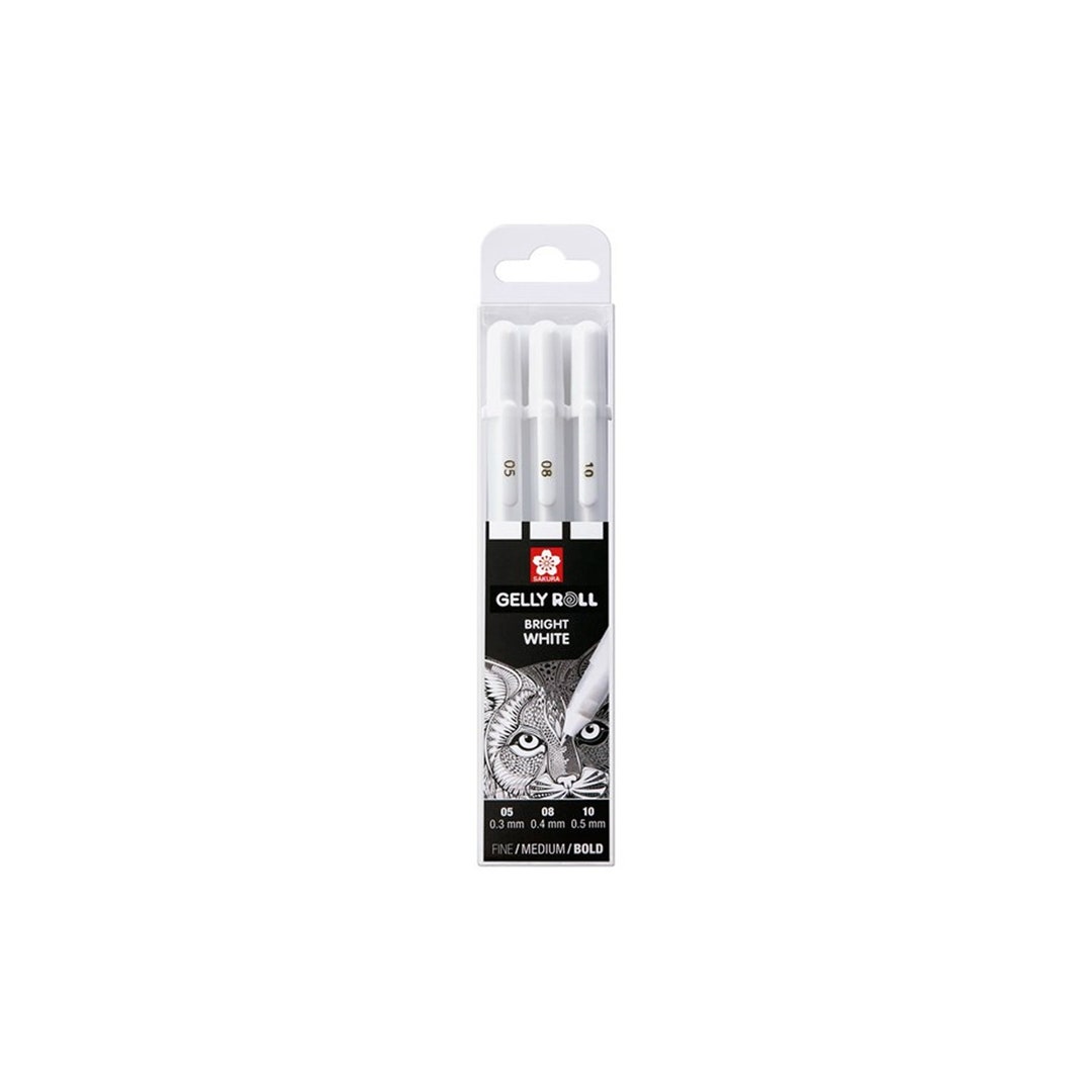 Bright White Gel Pens Sakura Basic Set of 3 White Gelly Roll Pens ...