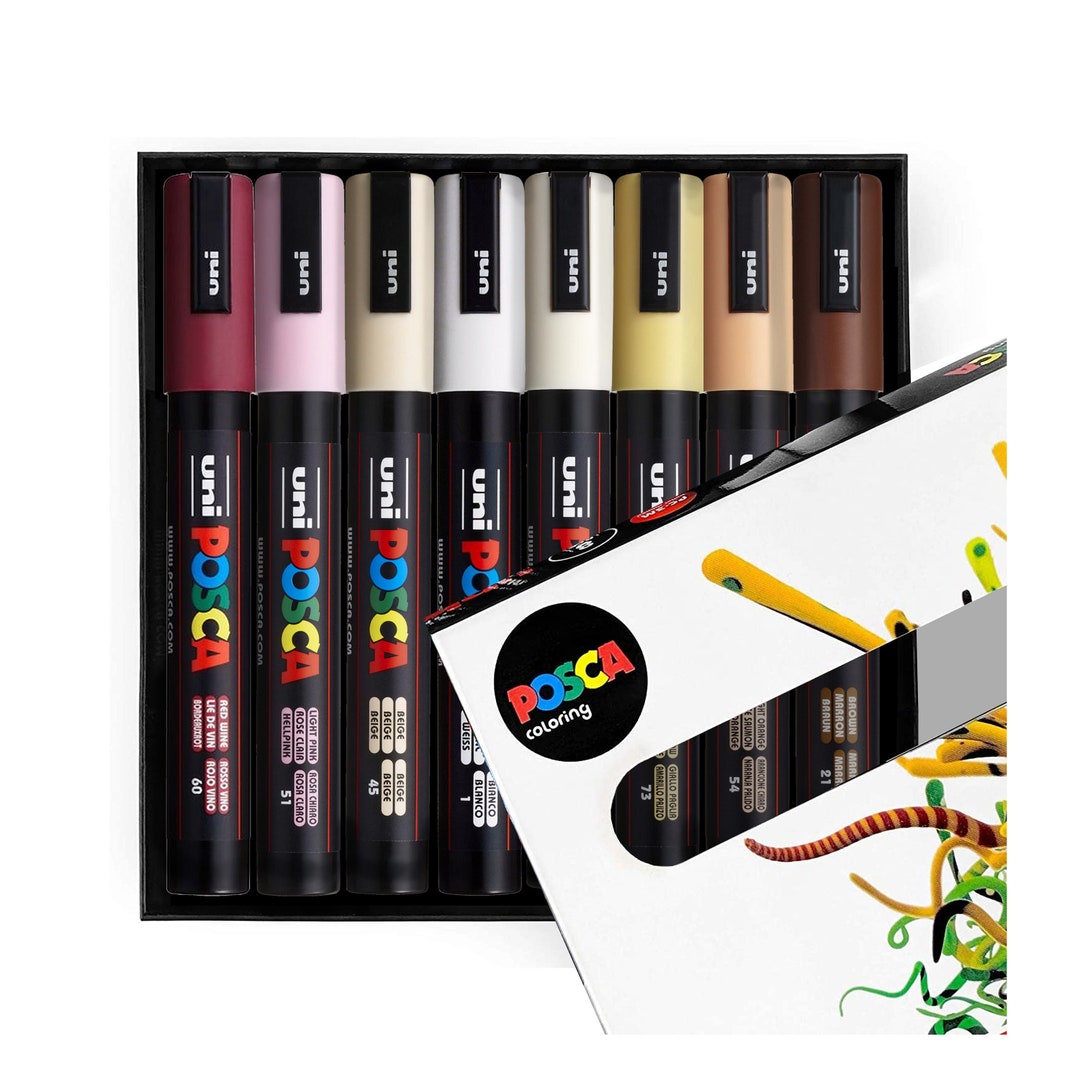 POSCA Medium PC-5M Paint Art Marker Warm Neutral Gift Set of 8 Drawing ...
