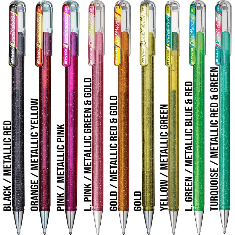 Pentel Dual Metallic Gel Pens Sparkly Glitter Metallic Pens - Etsy