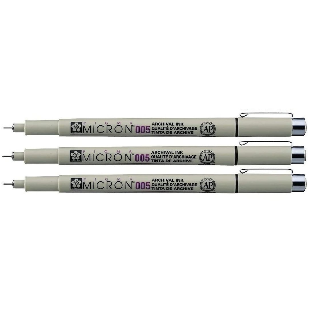 Sakura Pigma Micron Pigment Fineliners Xsdk005-0.05mm Black pack of 3 ...