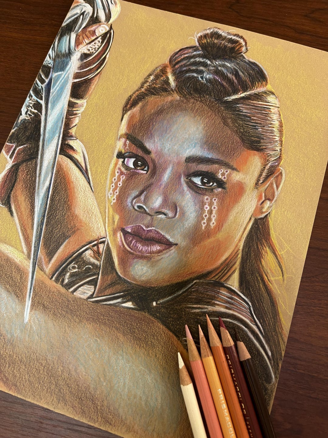 Valkyrie Hand-drawn Coloured Pencil Fan Art Original Drawing - Etsy