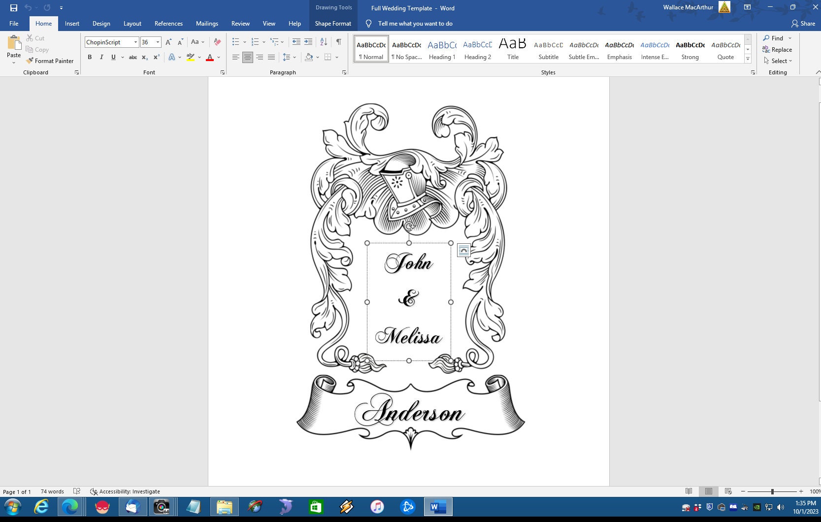 Coat of Arms Wedding Template - Etsy