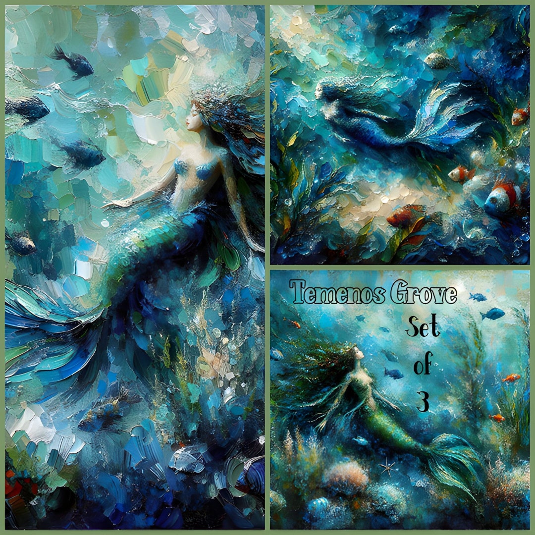 Ethereal Boho Mermaid Set of 3 Fantasy Download Impressionist Printable ...