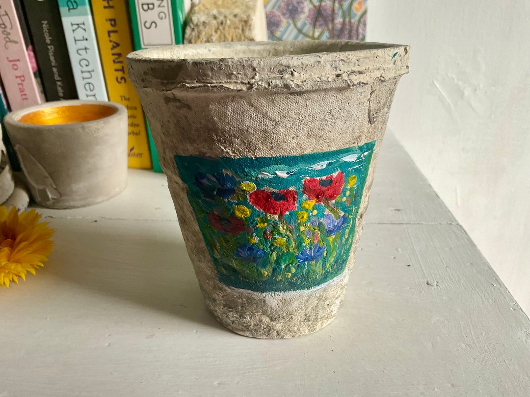 Hand Painted Poppy Ceramic Pot - Etsy