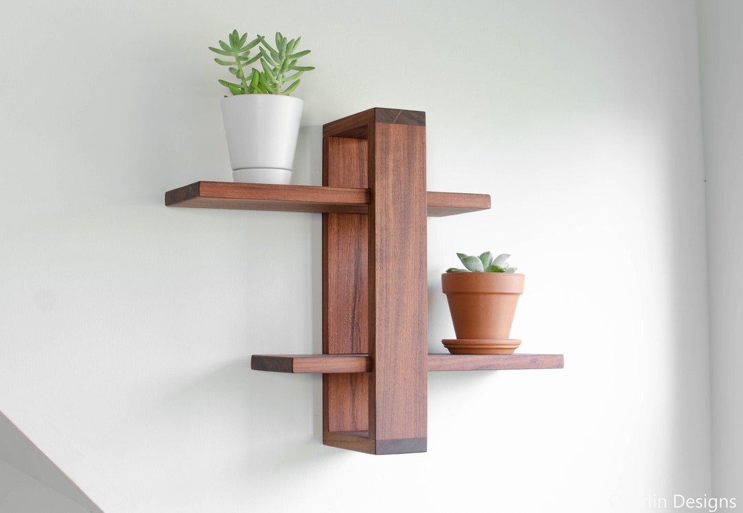 Mid-century Modern Walnut Shift Shelf Boho Wall Shelf - Etsy