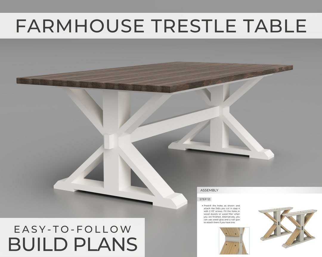 Farmhouse Trestle Table Build Plans | Instant PDF Download ...