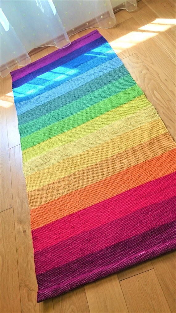 Striped Colorful Rainbow Rug Machine Washable LGBTQ Floor | Etsy