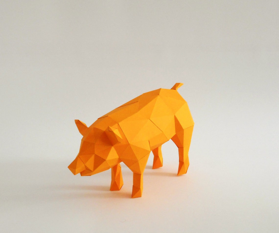 Orange Pig 3D Puzzle Paper Craft DIY Kit Home Decoration - Etsy