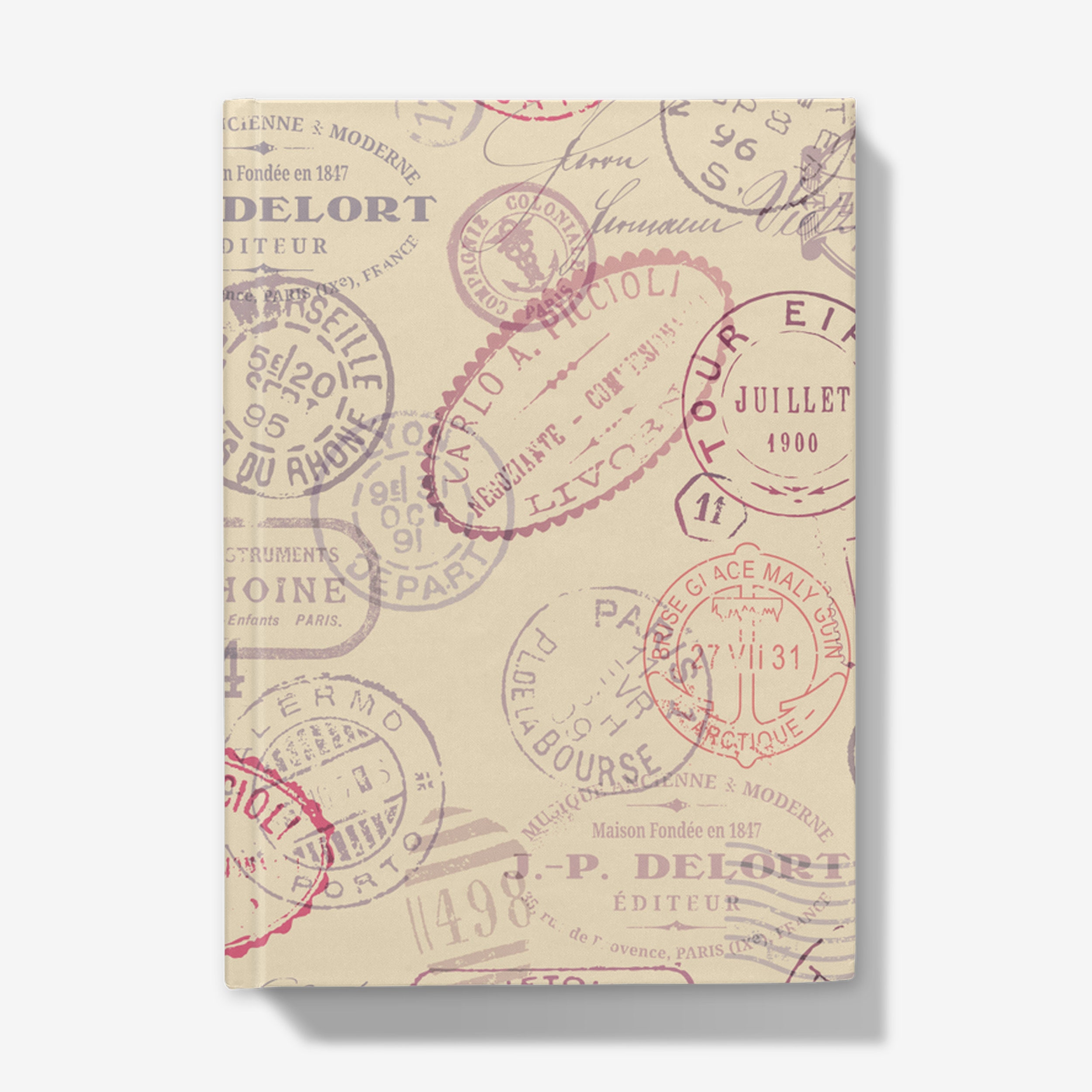 Hardbacked Journal Featuring Travel Stamps Print. Cute Travel Stamps ...